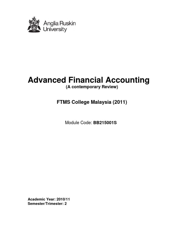 Advanced Financial Accounting: FTMS College Malaysia (2011) | PDF ...