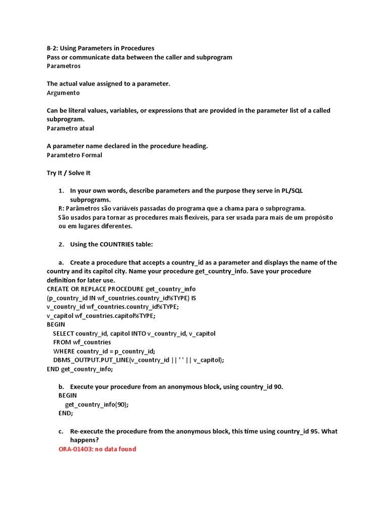 8-2 Using Parameters in Procedures | PDF | Subroutine | Parameter ...