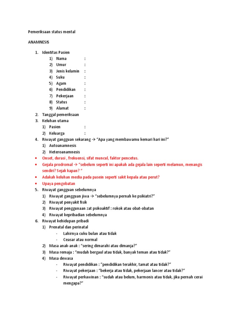Pemeriksaan Status Mental | PDF