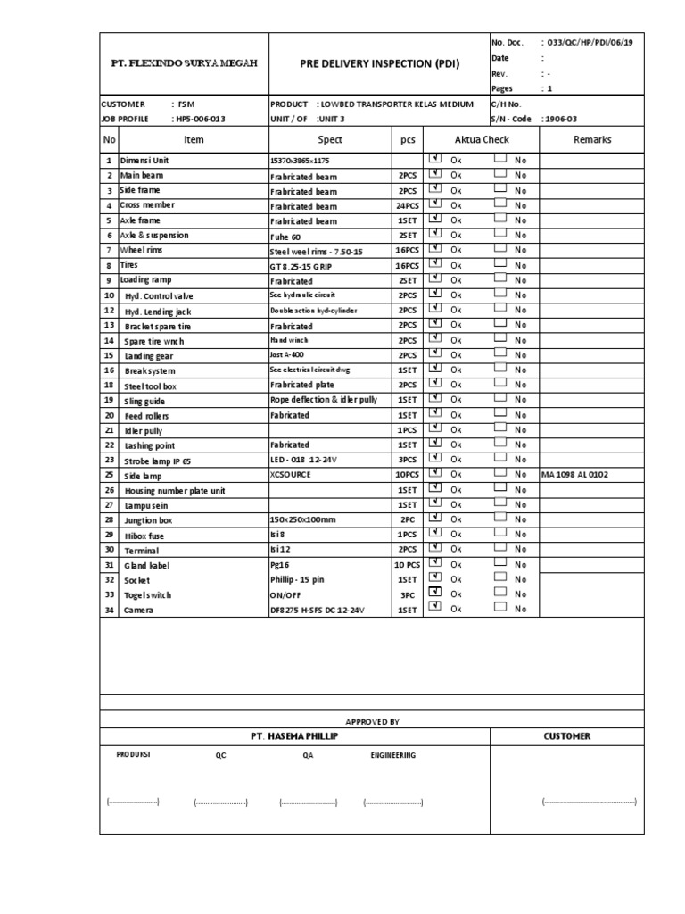 Dimensional Check Lowbed | PDF | Automotive Industry | Transportation ...