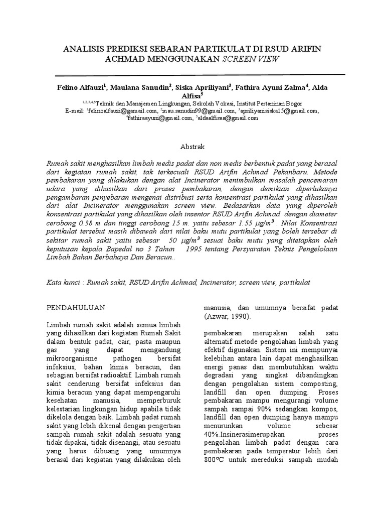 Prediksi Sebaran Partikulat Insinerator | PDF | Sains & Matematika
