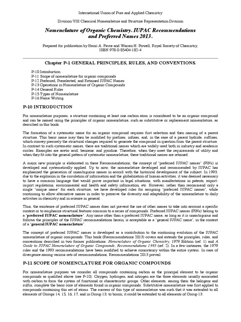 Principles Rules And Conventions Of Organic Chemical Nomenclature A