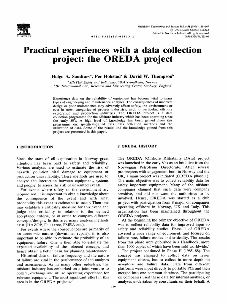 Practical Experiences With A Data Collection Project: The O R E D A ...