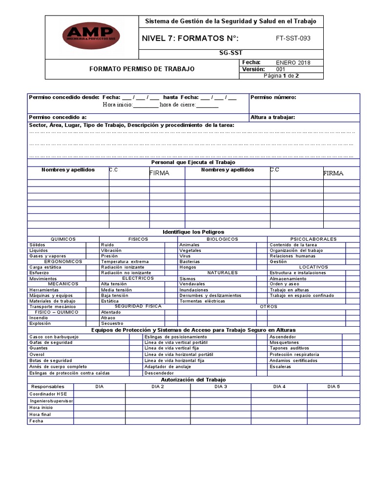 Formato Permiso de Trabajo en Alturas | PDF | Andamio | Naturaleza