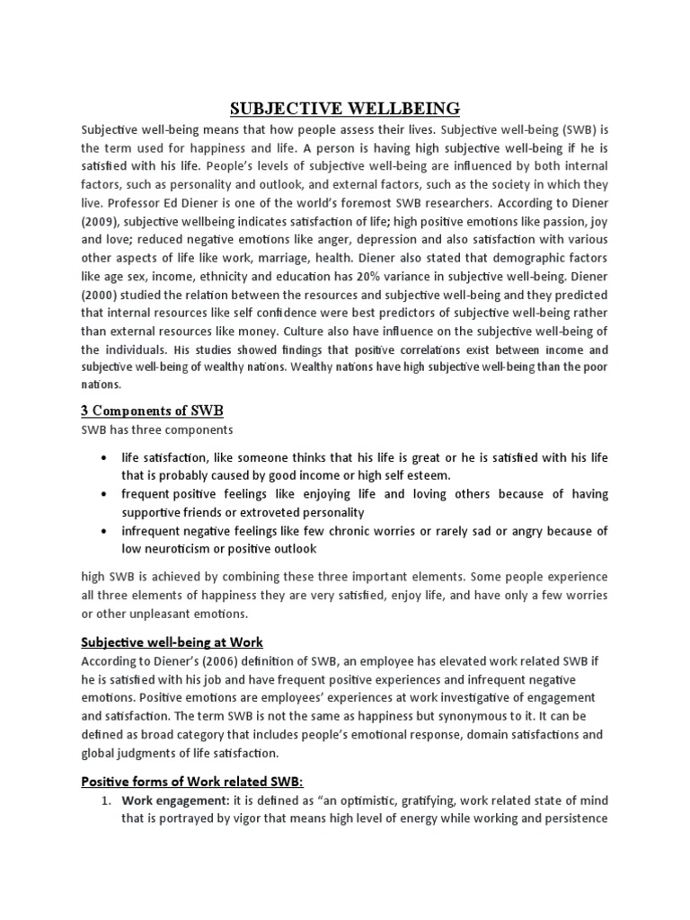 Subjective Wellbeing: Professor Ed Diener Is One of The World's ...