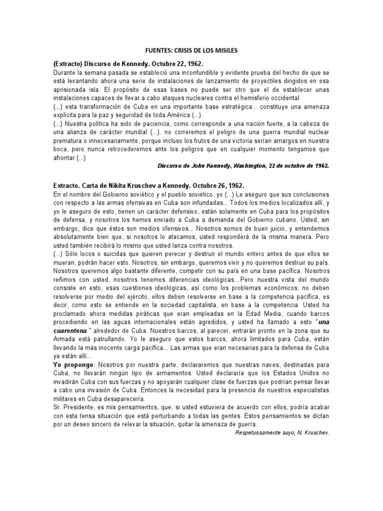 Fuentes - Crisis de Los Misiles - Laura Perrigo | PDF | Nikita ...