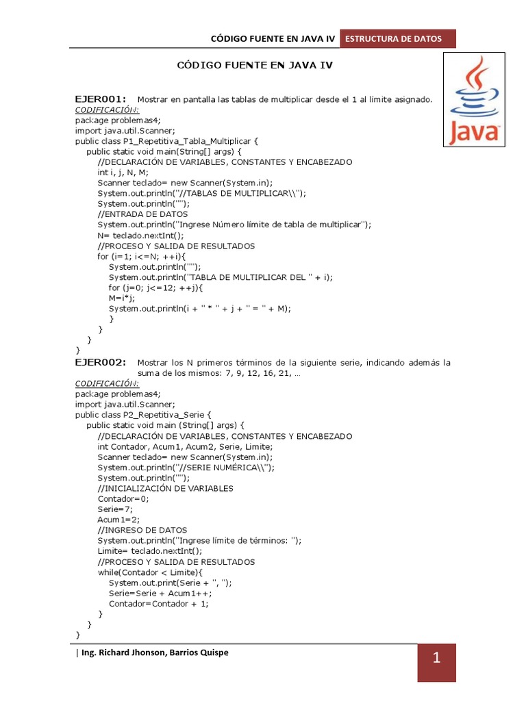 Codigo Fuente en Java Iv | PDF | Java (lenguaje de programación ...