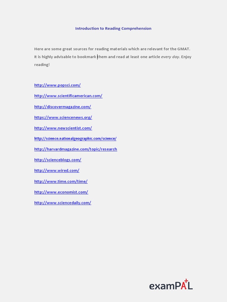 Reading Comprehension Introduction | PDF