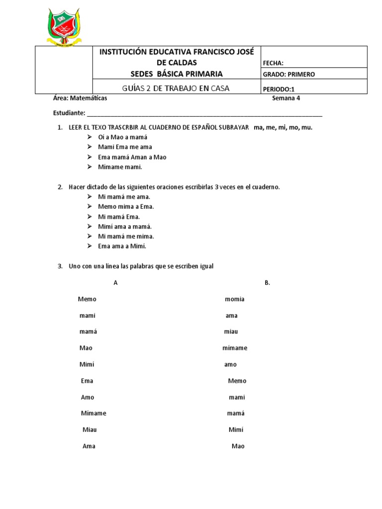Guia de Español Semana 3 y 4 de 102 | PDF