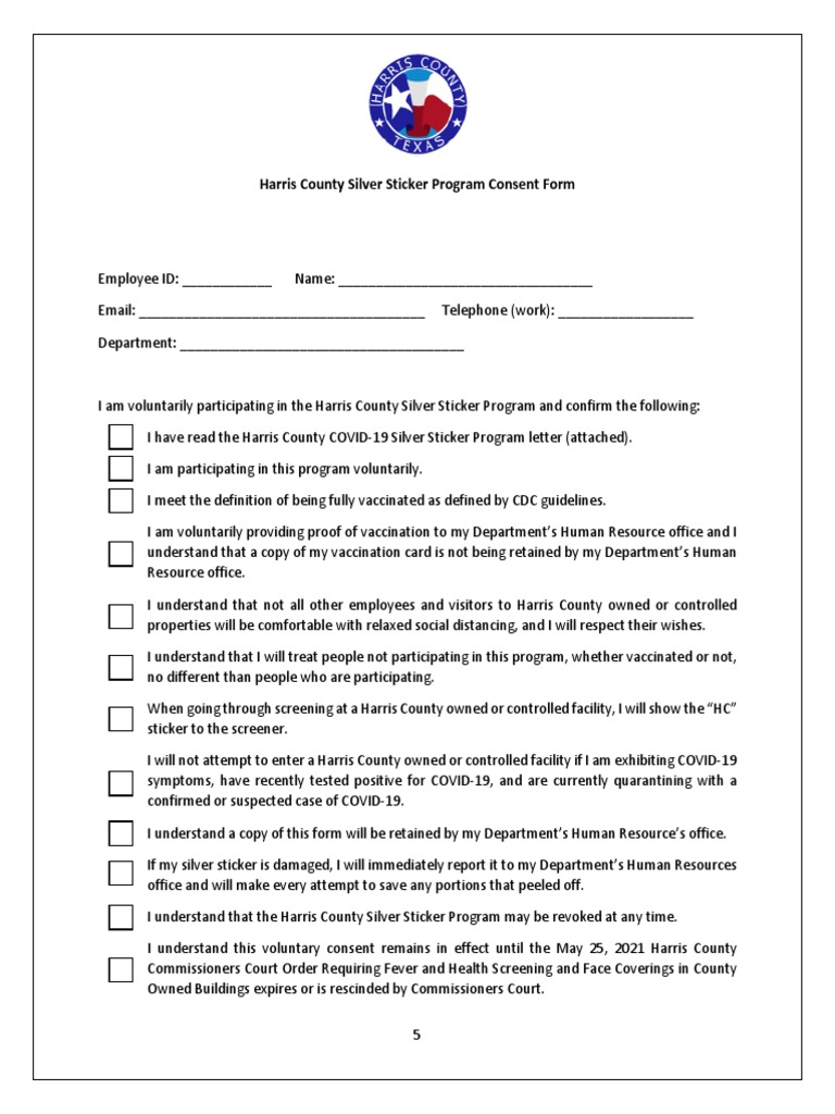 Silver Sticker Program Consent Form | PDF | Consent | Vaccination