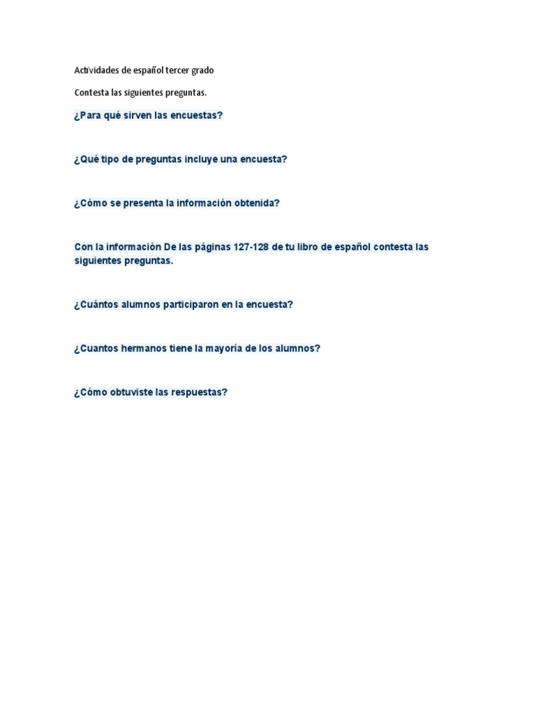 Actividades de Español Tercer Grado | PDF