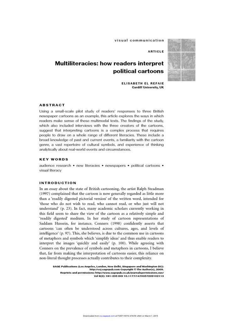 Multiliteracies: How Readers Interpret Political Cartoons: Visual ...