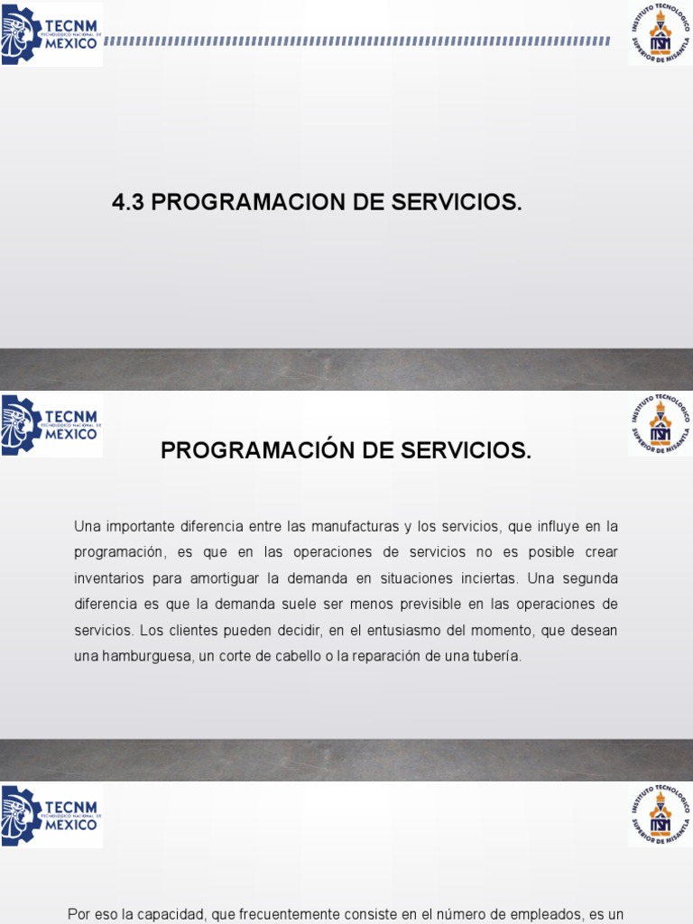 4.3 Programación de Servicios. | PDF | Cliente | Exportaciones