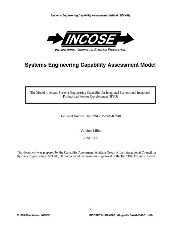 Systems Engineering Capability Assessment Model - V1.5a - June 1996 ...