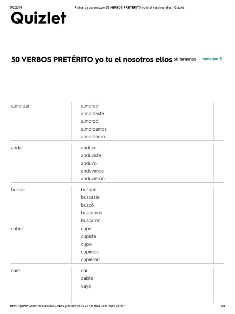 50 Verbos Pretérito | PDF