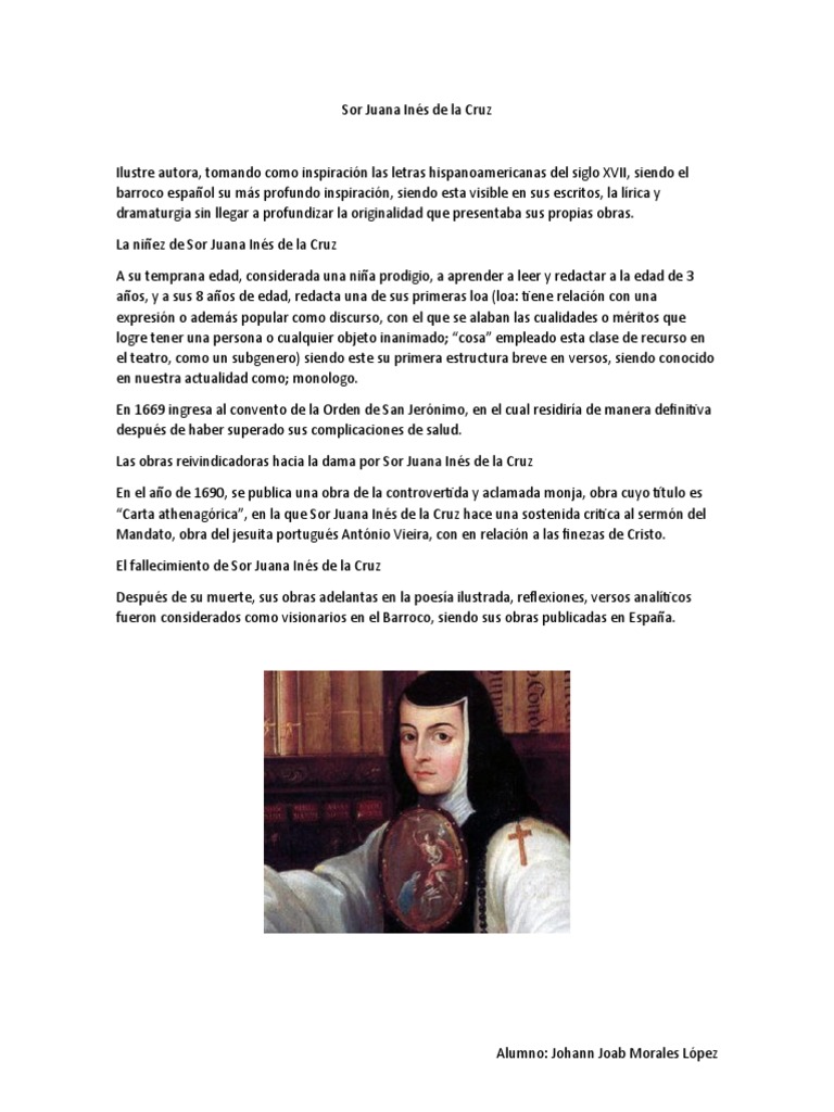 Actividad 2. Sor Juana Inés de La Cruz | PDF