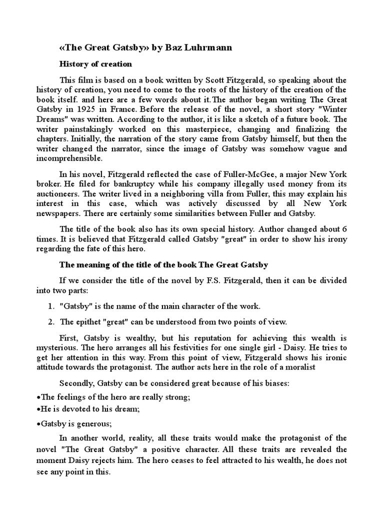 The Great Gatsby | PDF | The Great Gatsby | Narration