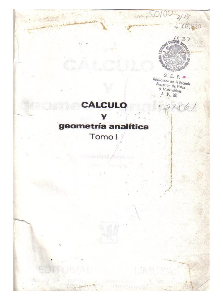 Calculo y Geometria Analitica Tomo I - Howard Anton | PDF