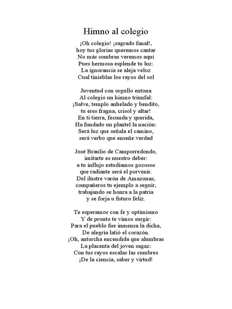 Himno Al Colegio | PDF