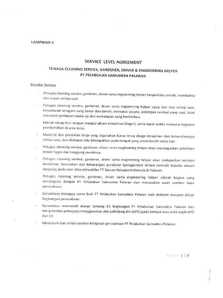 SLA Cleaning Service & General Service | PDF