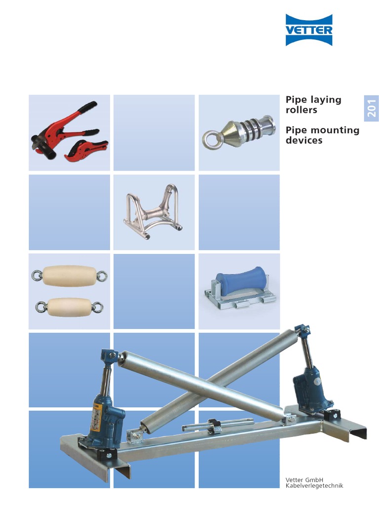 Pipe Laying Rollers and Tools Guide | PDF | Duct (Flow) | Pipe (Fluid ...