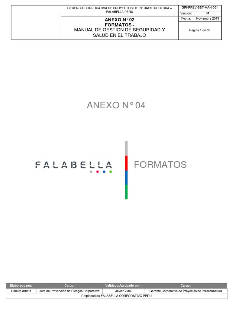 ANEXO #04 Formatos - MGSST-GPI Ver 01 Rev 03 DE MARZO 2021 | PDF | Perú | Naturaleza