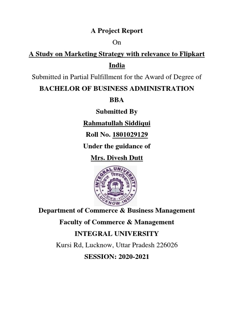 Project Report Marketing Strategy Flipkart | PDF | E Commerce | Innovation