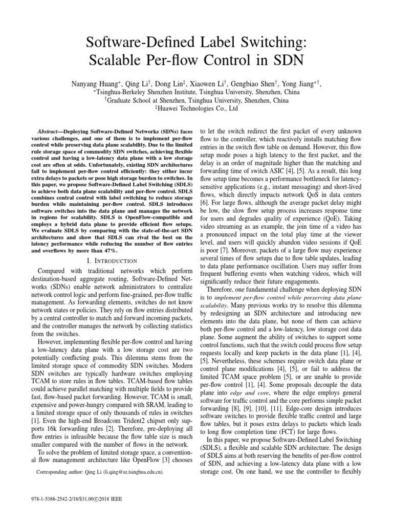 Software-Defined Label Switching: Scalable Per-Flow Control in SDN ...