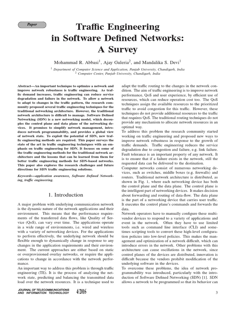 Traffic Engineering SDN Survey | PDF | Multiprotocol Label Switching ...