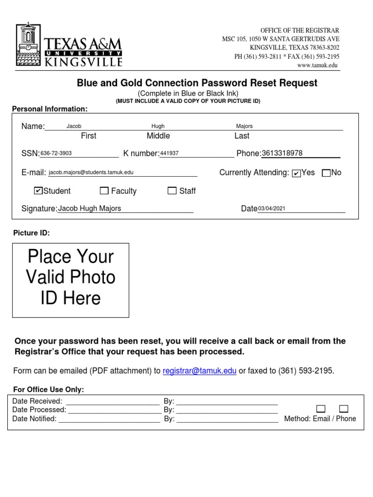 Blue and Gold Password Reset Form | PDF