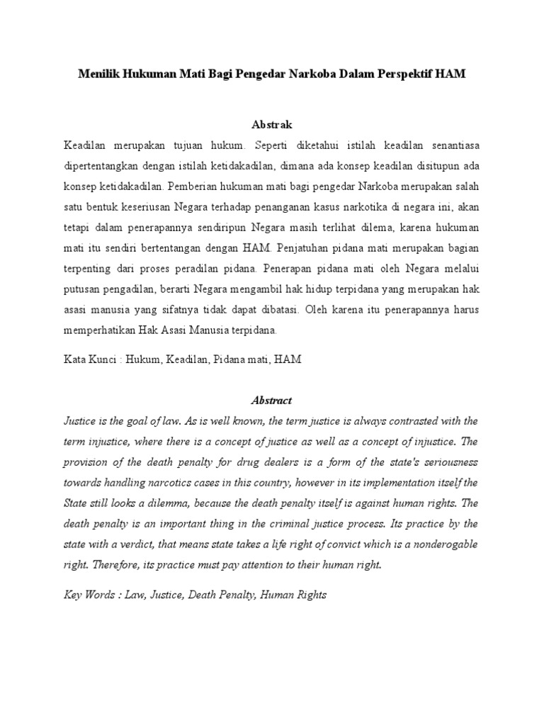 Menilik Hukuman Mati Bagi Pengedar Narkoba Dalam Perspektif HAM | PDF