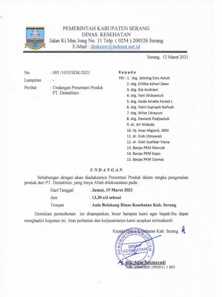 Surat Undangan Presentasi | PDF