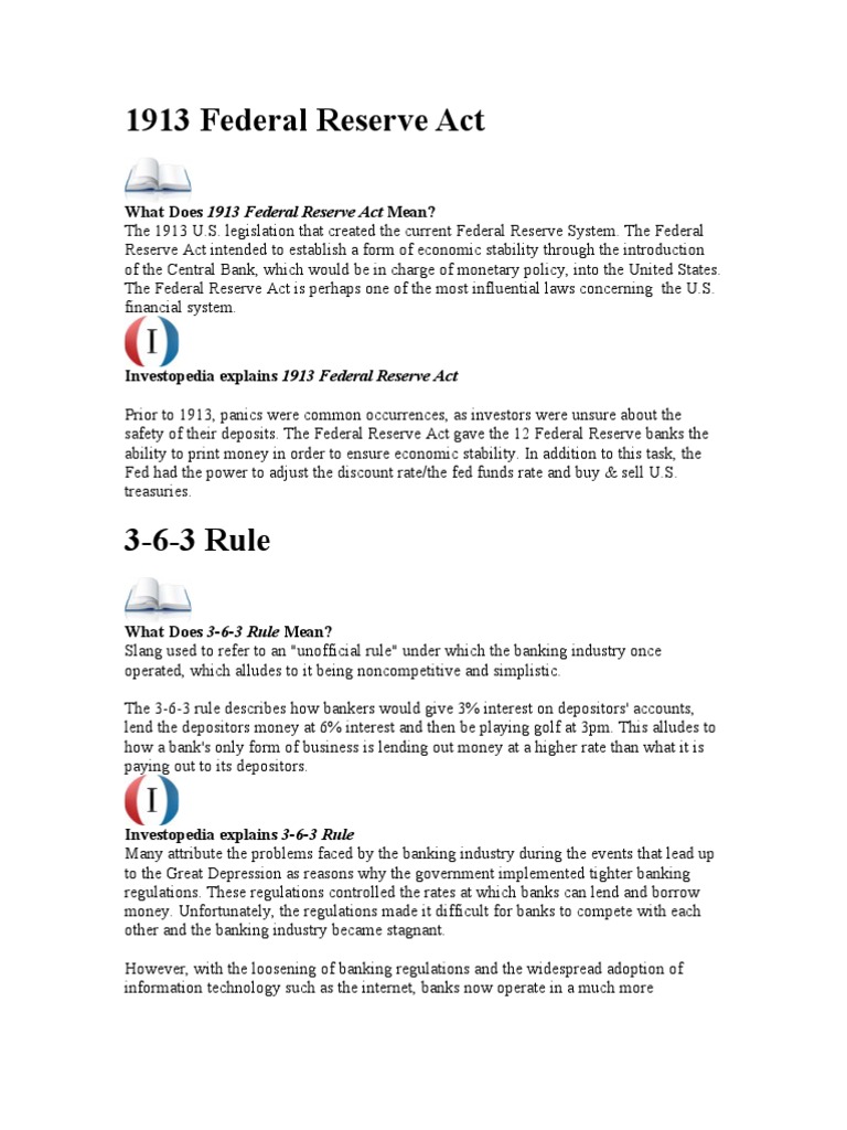 What Does 1913 Federal Reserve Act Mean? | PDF | African Development ...