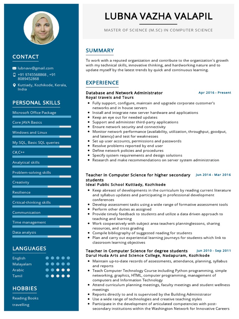 Lubna Vazha Valapil: Contact | PDF | Curriculum | Teachers