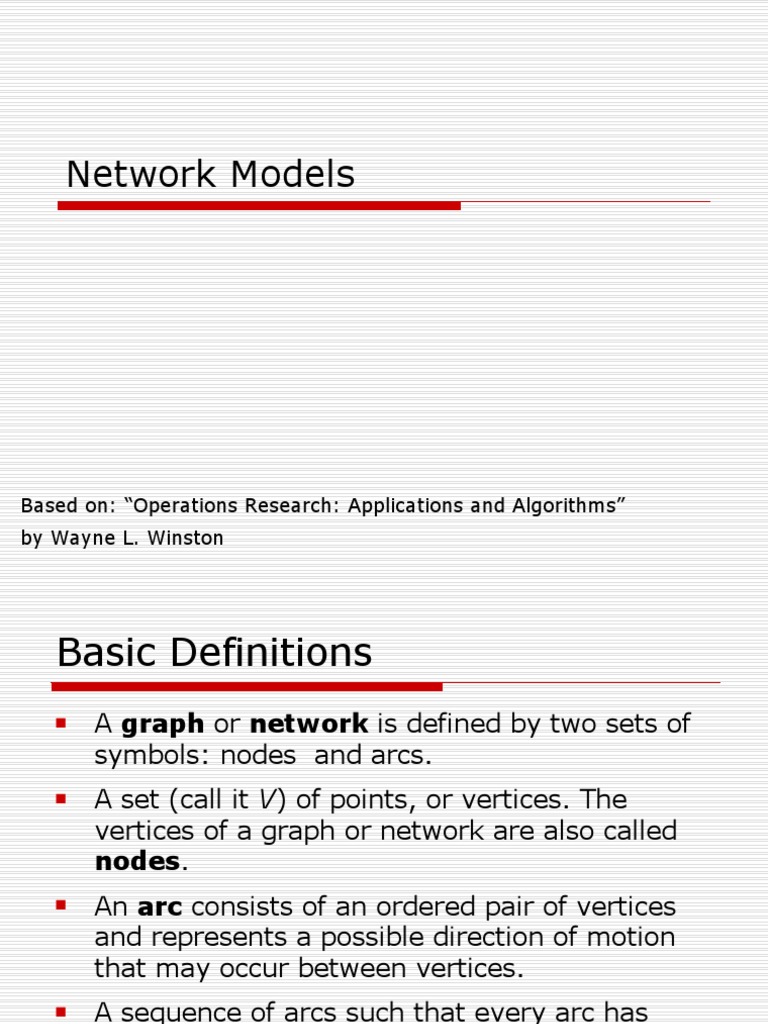 Network Models: Based On: "Operations Research: Applications and ...