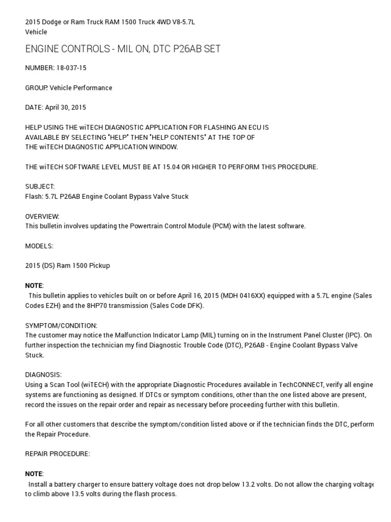 Engine Controls - Mil On, DTC P26Ab Set | PDF | Land Vehicles ...