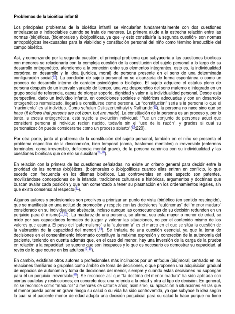 Problemas de La Bioética Infantil | PDF | Bioética | Toma de decisiones