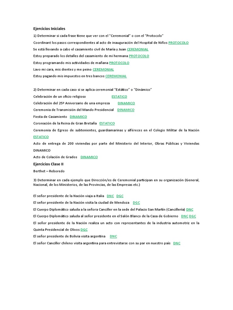 Ejercicios Ceremonial y Protocolo | PDF | Buenos Aires | Argentina
