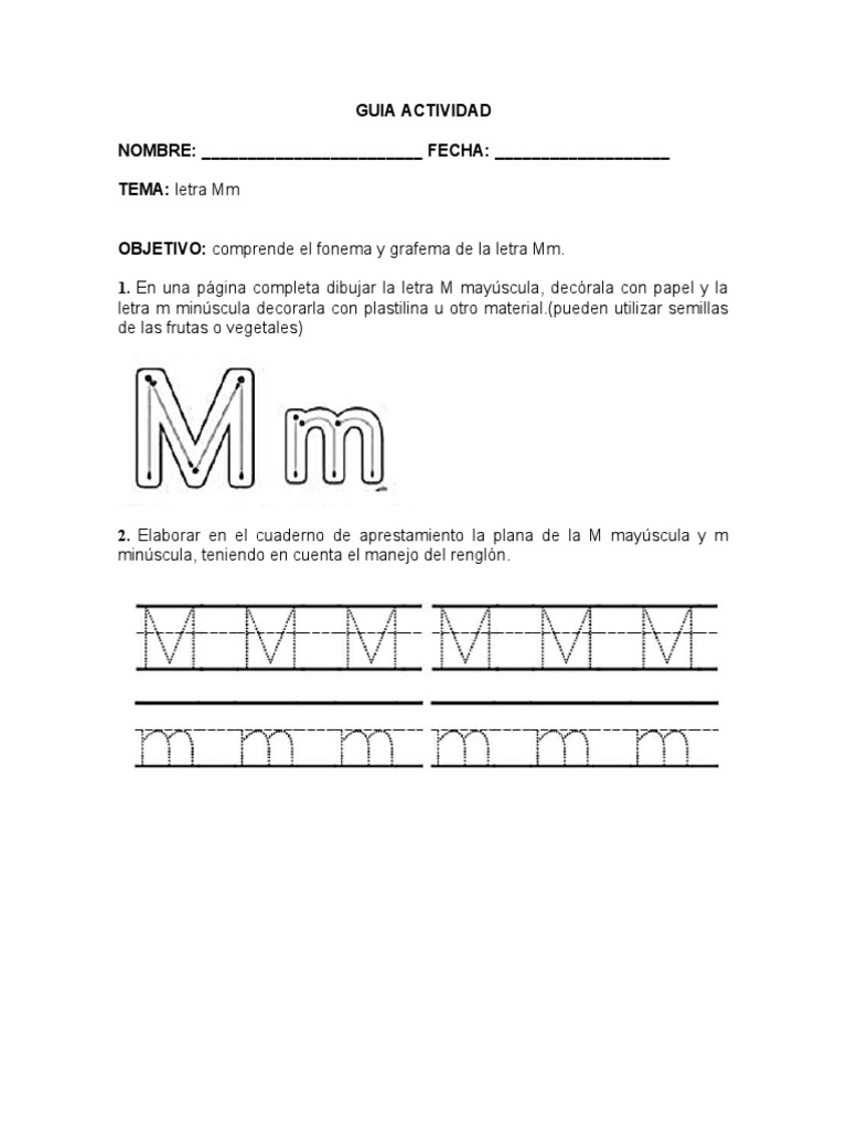 GUIA ACTIVIDAD LETRA M | PDF