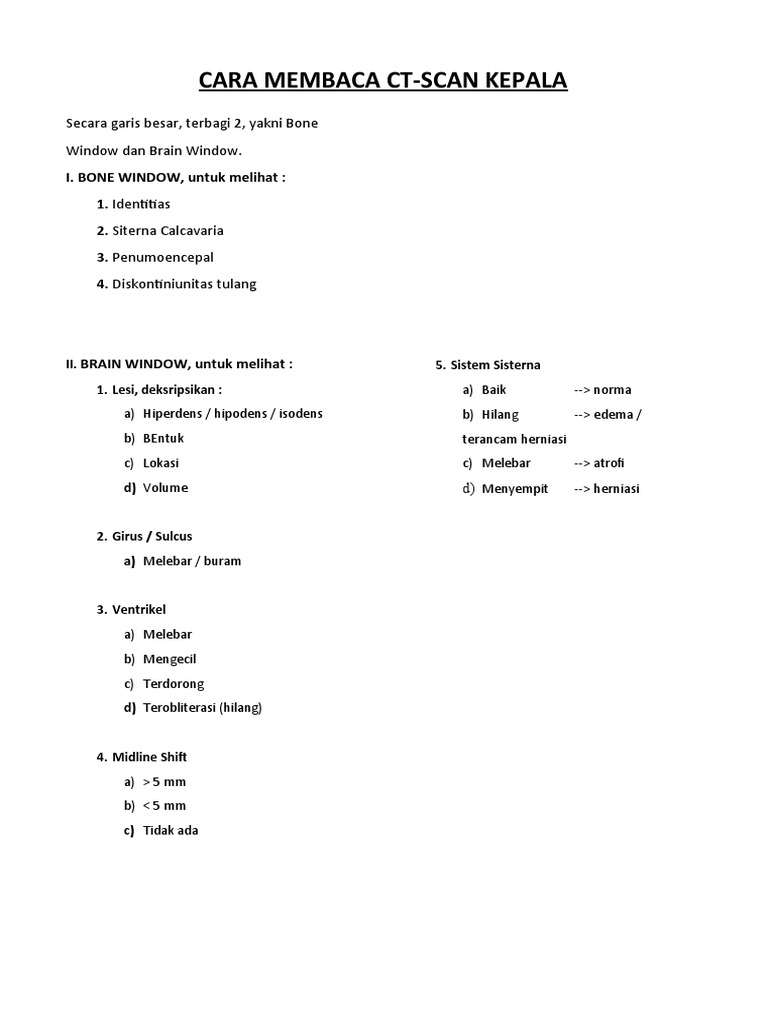 Tugas Cara Baca CT-Scan | PDF | Kajian Bahasa Asing | Kesehatan Holistik