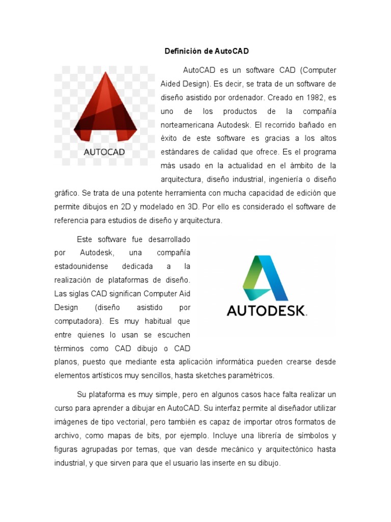 Definición de AutoCAD | PDF | Diseño asistido por ordenador | Autodesk