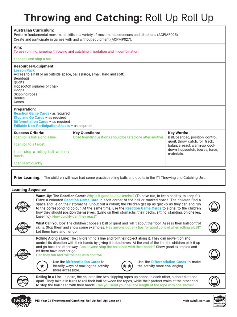 Year 2 PE: Throwing & Catching Fun | PDF | Ball | Sports