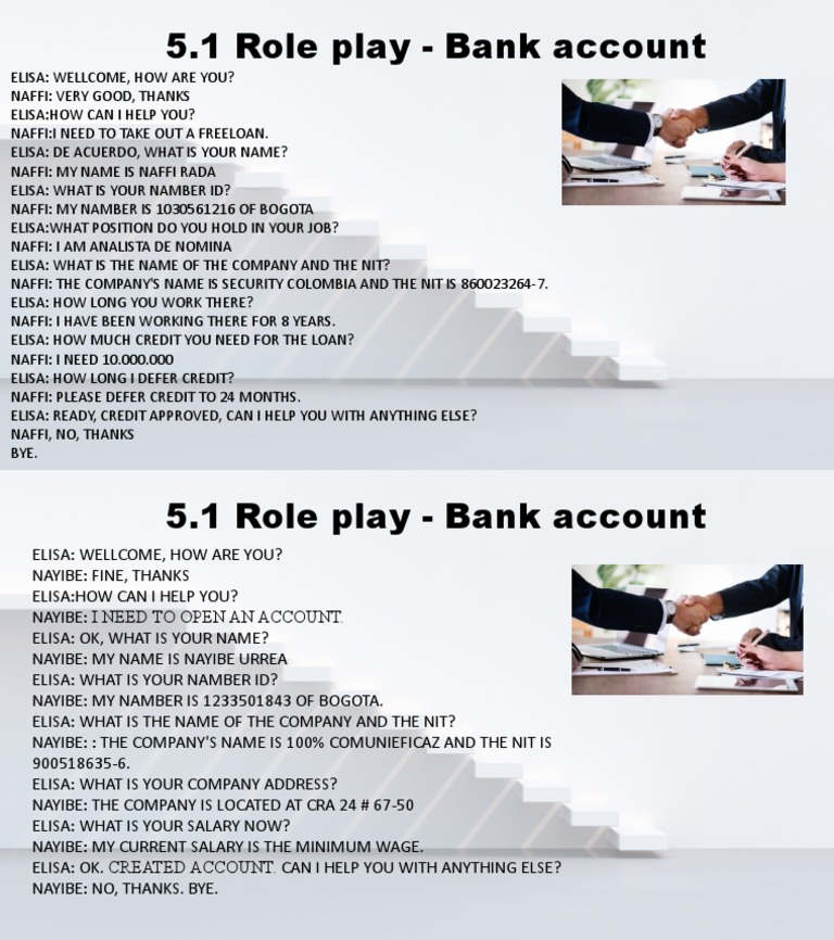 5.1 Role Play - Bank Account | PDF