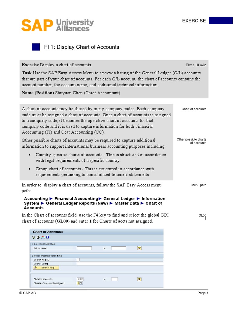 FI 1: Display Chart of Accounts | PDF | Debits And Credits | Icon (Computing)