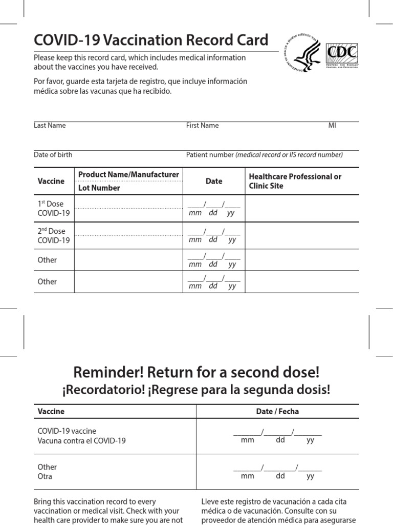 COVID-19 Vaccination Record Card - CDC | PDF | Ciencias de la Salud ...