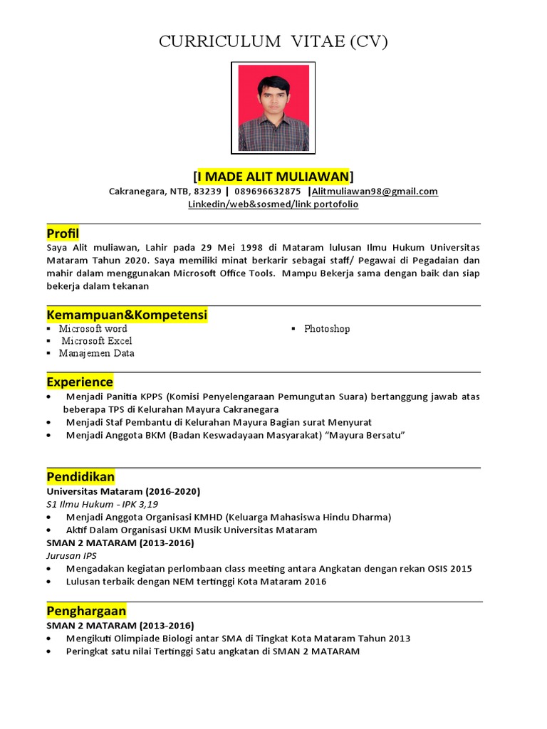 Contoh CV FIX 1 | PDF