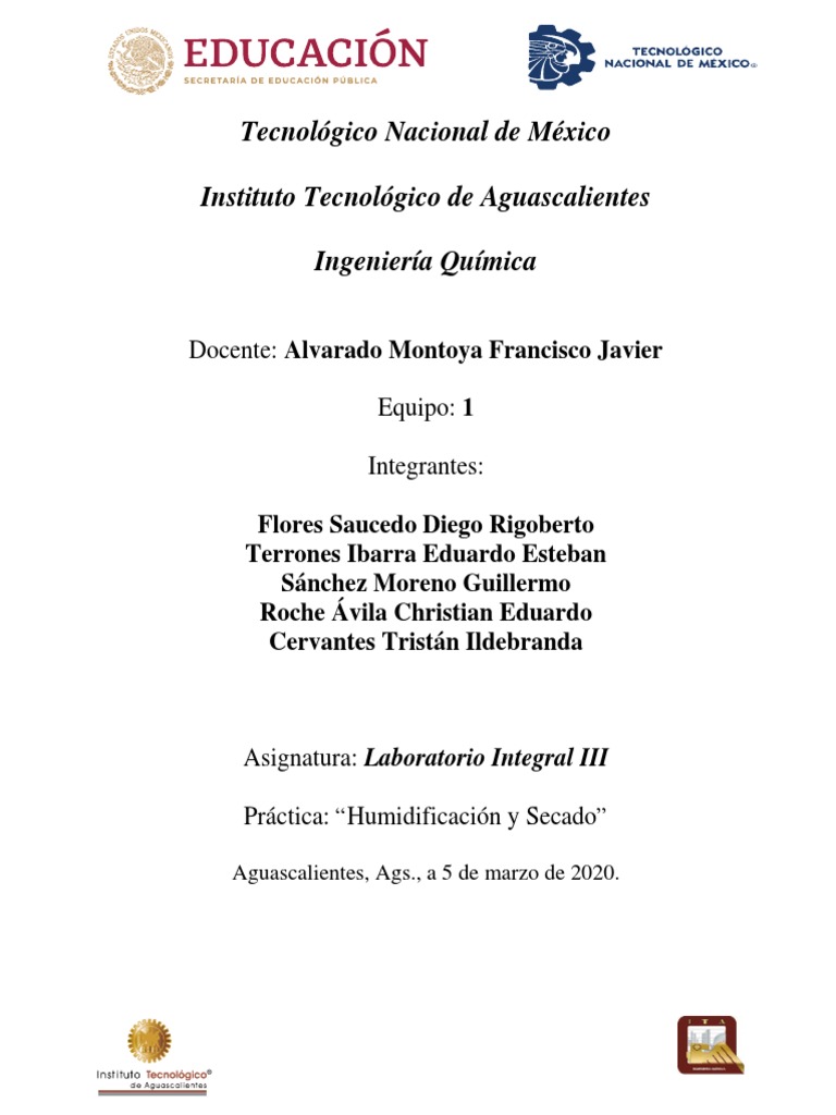 Practica Humidificacion y Secado-Labiii-Equipo-1 | PDF | Humedad | Fase ...