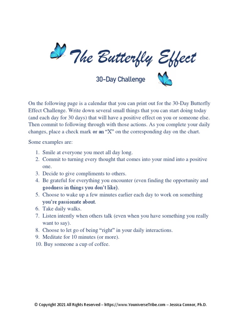 The Butterfly Effect 30 Day Challenge | PDF | Self-Improvement