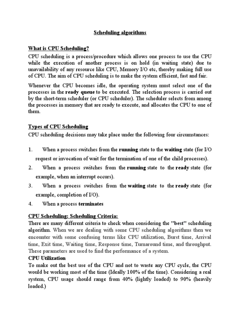 Scheduling Algorithms | PDF | Scheduling (Computing) | Process (Computing)