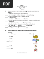2ND Periodic Test Grade 1 | PDF